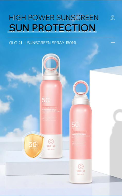 GLO21 SPF50+PA+++ Waterproof UV Protection High Power Sunscreen Spray ...