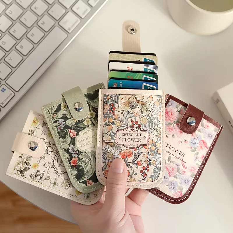 Ultra-Thin Compact Pull-Out ID Card Holder with Multi-Card Slots Large ...